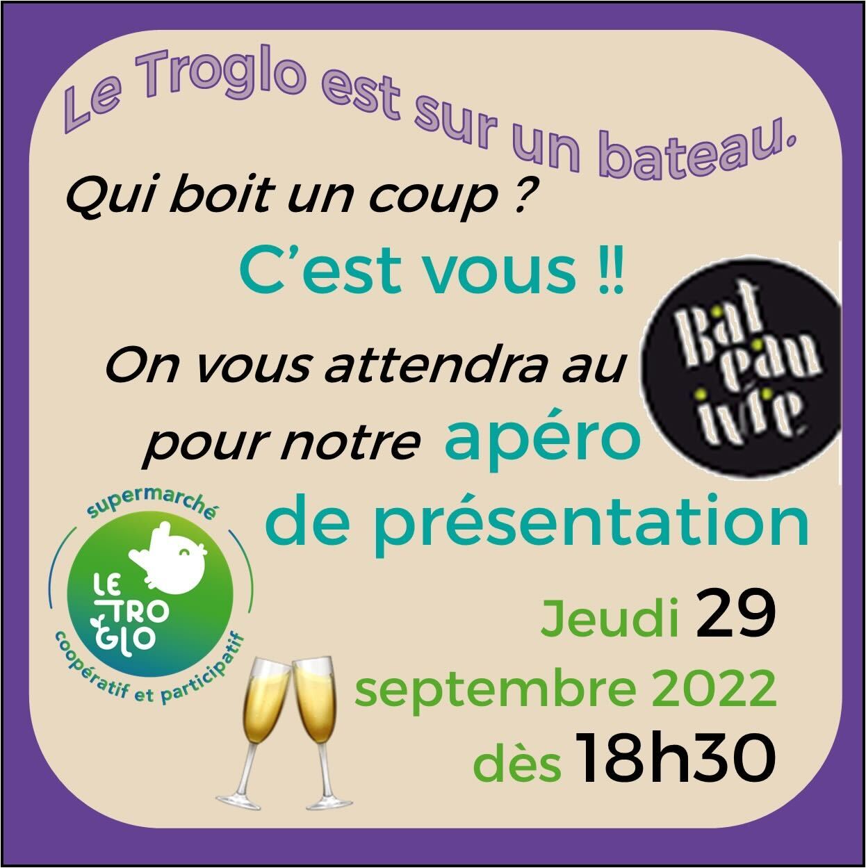 Apéro Troglo au Bateau Ivre ! - Supermarche Coopératif Le Troglo